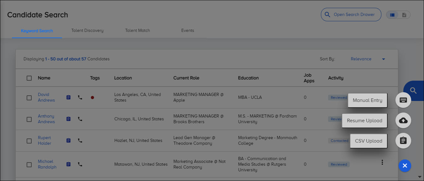 Adding Candidates in iCIMS Candidate Relationship Management (CRM)